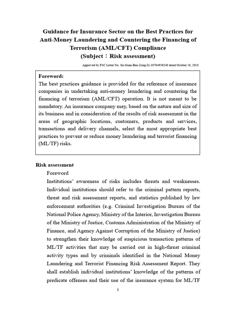 Best Practice for AML or CFT | PDF | Terrorism Financing | Risk