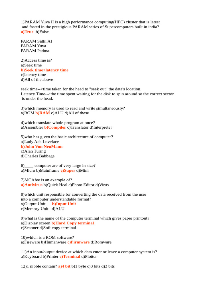 Ch 1 Important Mcqs Pdf Computer Data Storage Inputoutput 5978