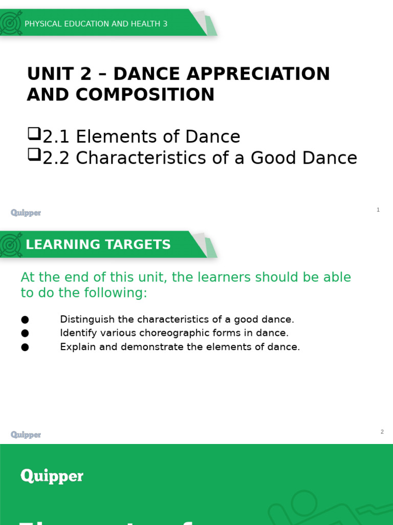 Unit 2 - Dance Appreciation and Composition | PDF | Dances | Choreography