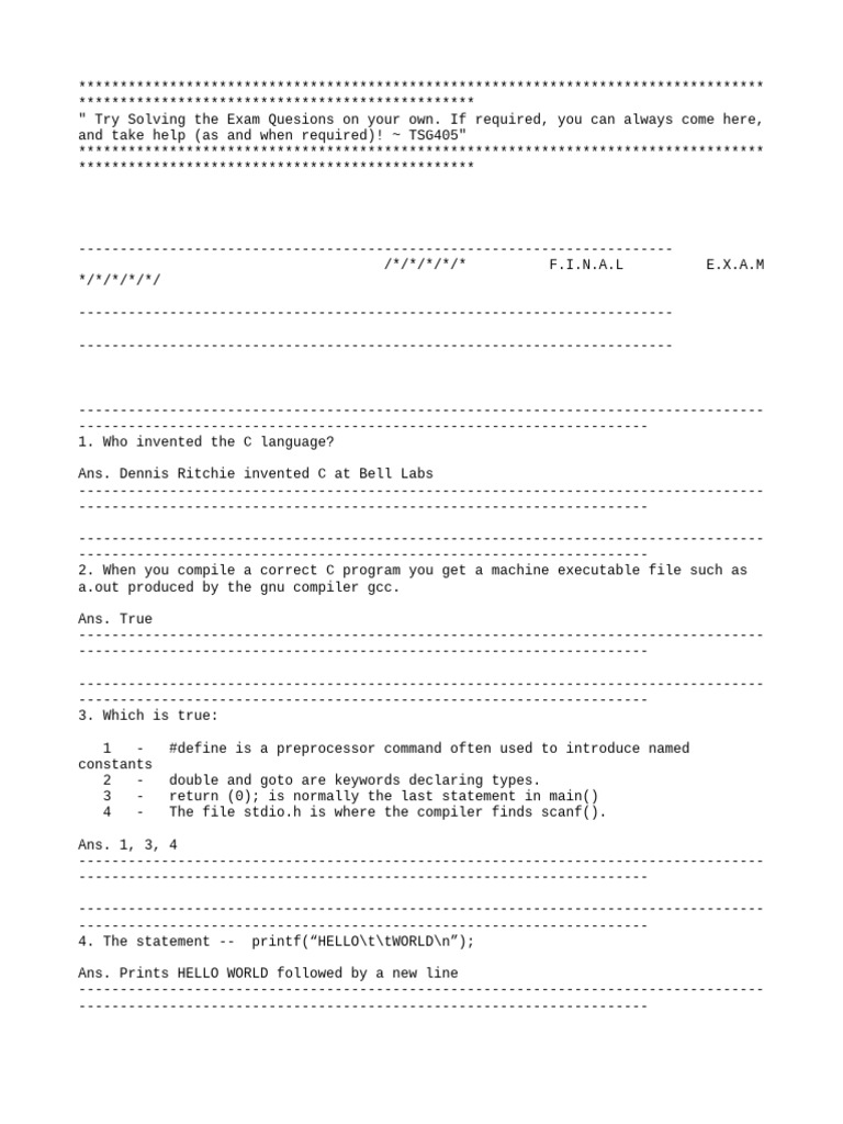 Final Exam Pdf Integer Computer Science Computer Programming 6847