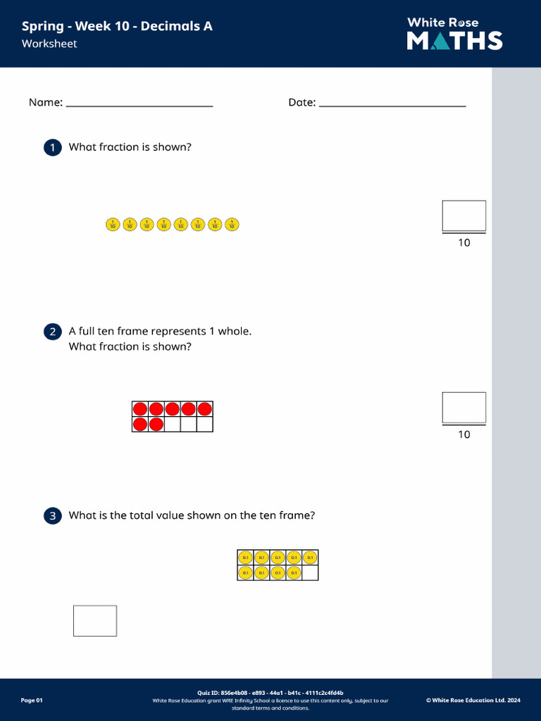Spring - Week 10 - Decimals A | PDF