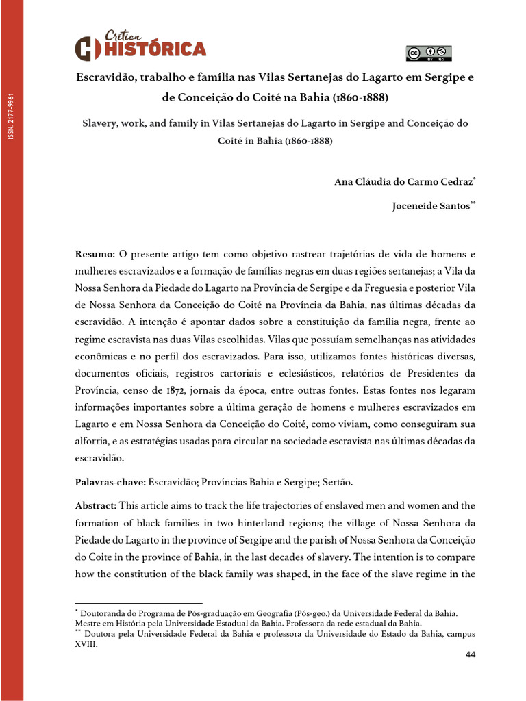 25315795837,+dossiê+2+ +Joceneide+Santos+e+Ana+Claudia+Cedraz | PDF | Escravidão | Brasil