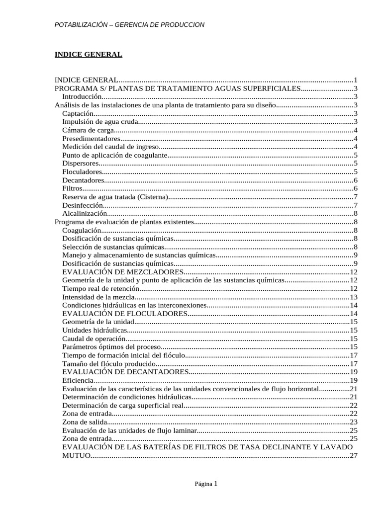 GUIA TALLER POTABILIZACION-GCIA. PRODUCCION | PDF | Agua | Cloro