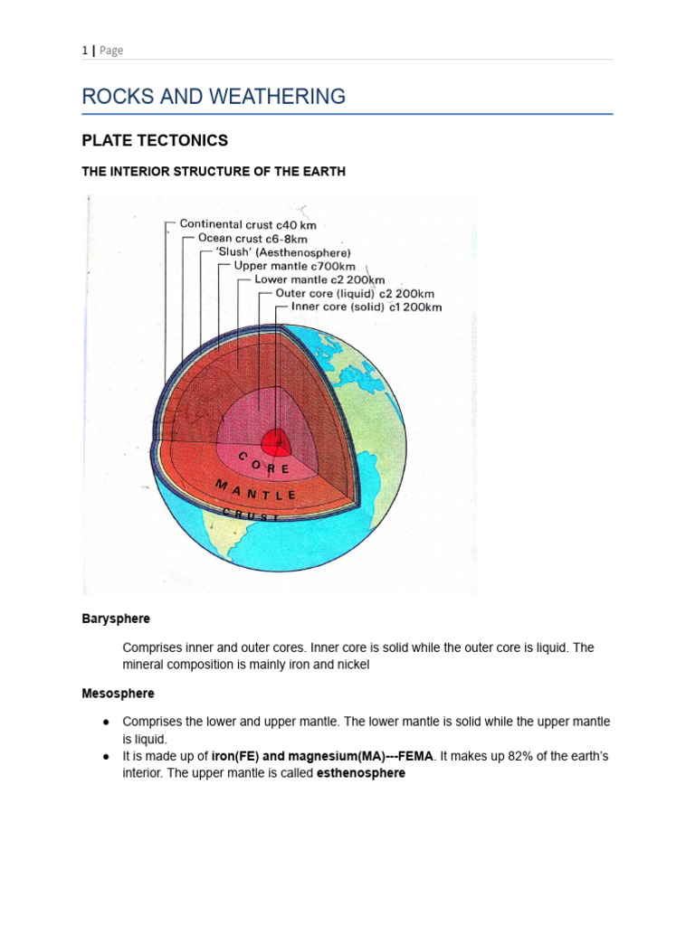 2021 Rocks and Weatherin Notes P1 | PDF | Plate Tectonics | Weathering