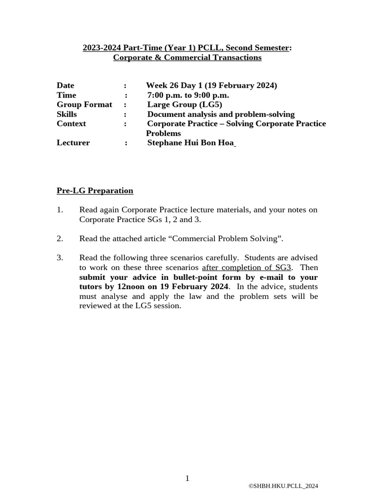 PT - CCT - lg5 (Outline) (Final) (v.1) (Mic) 03.01.24 | PDF | Equity ...