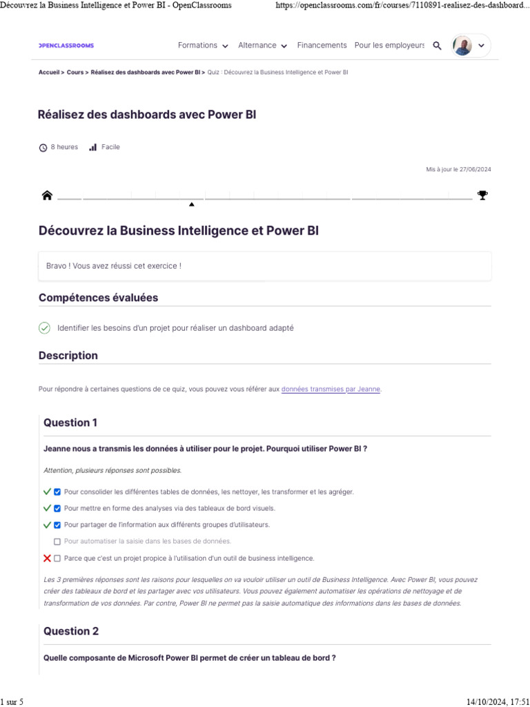 Quiz sur Power BI et Business Intelligence | PDF | Informatique ...