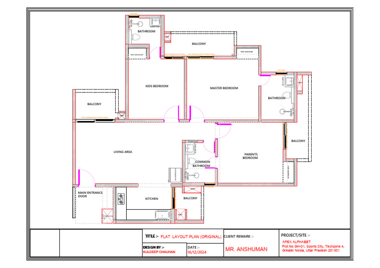 Flat Layout Plan for Apex Alphabet | PDF | Bedroom | Buildings And ...