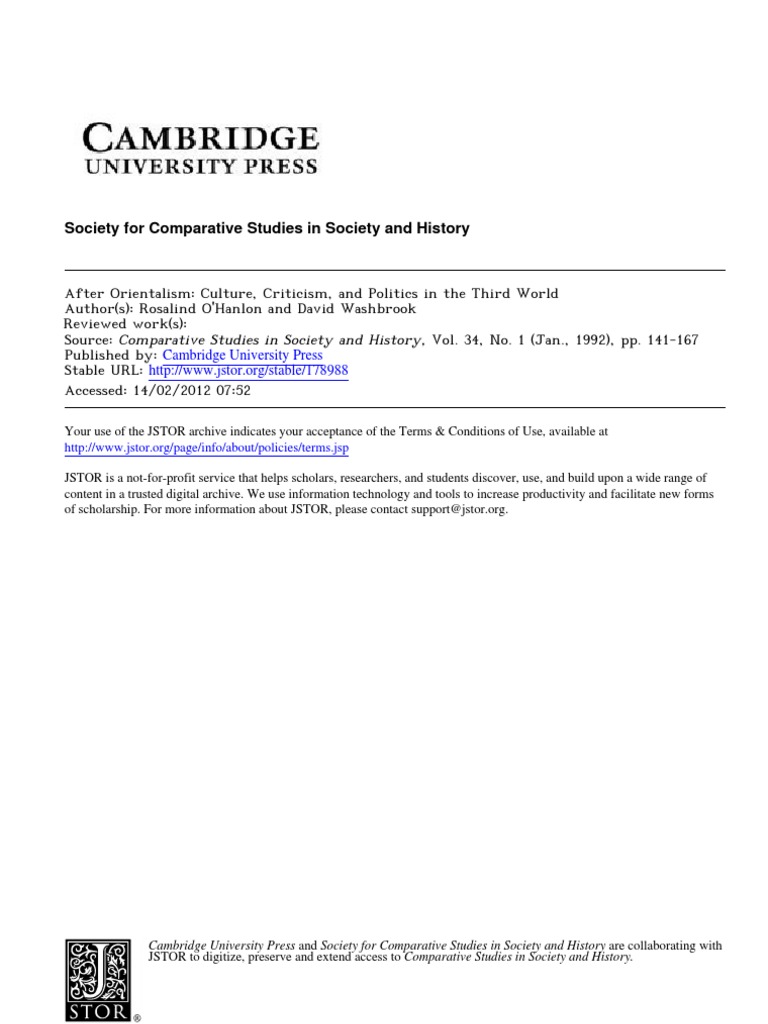 After Orientalism - David Washbrook | PDF | Postmodernism | Orientalism ...