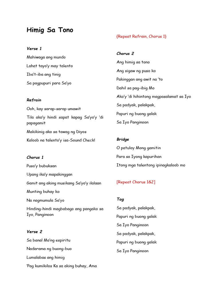 Himig Sa Tono Final | PDF