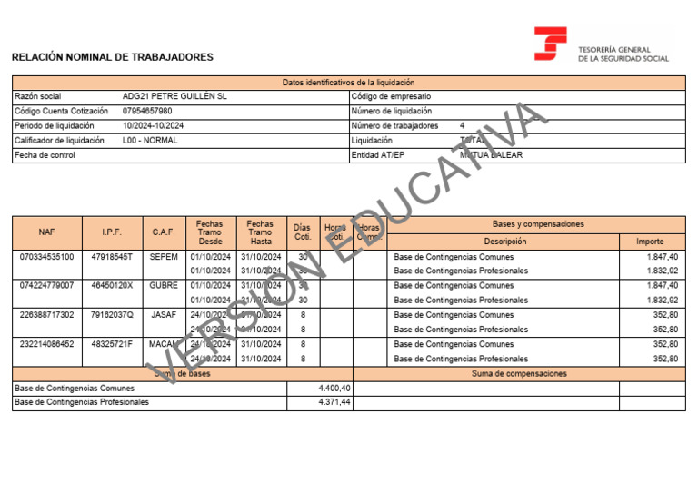 Relación Nominal de Trabajadores | PDF