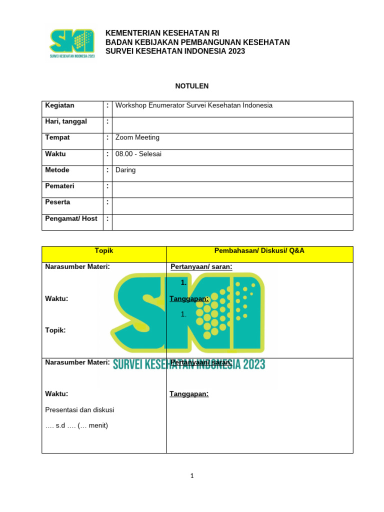 Workshop Enumerator Kesehatan | PDF