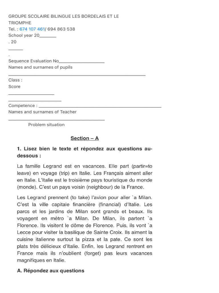 Bilingual School Evaluation Template | PDF