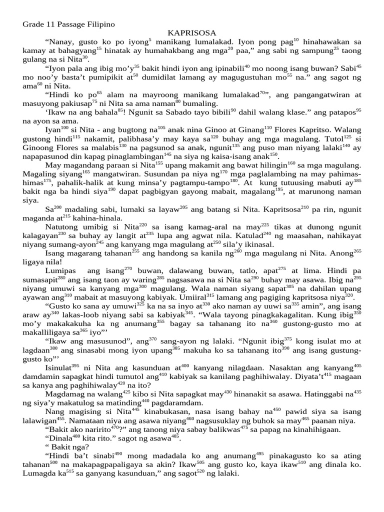 Grade 11 Passage Filipino-PHIL-IRI | PDF