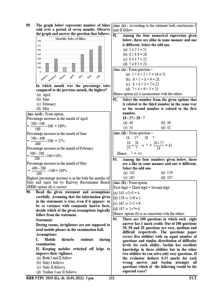 YCT 2022 RRB NTPC CBT 1st Stage Solved Papers English Medium Volume 2 112 114 | PDF