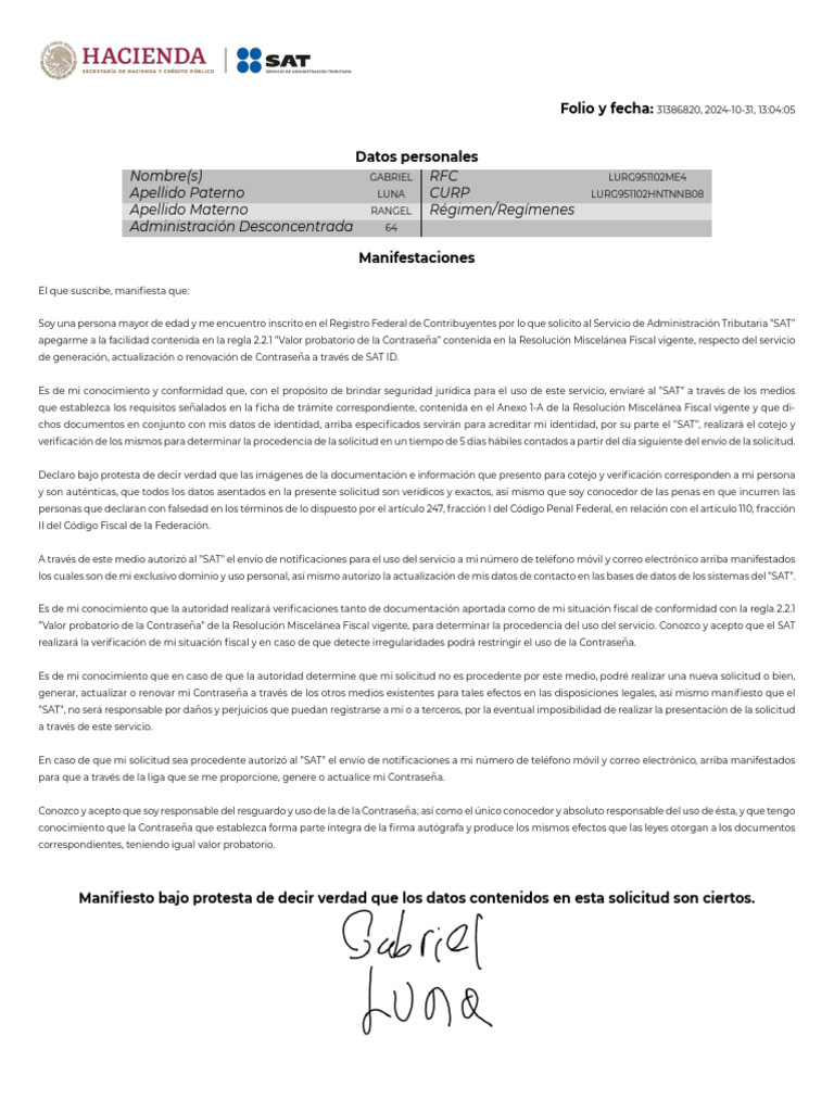 Document Sat Acuse | PDF | Contraseña | Gobierno