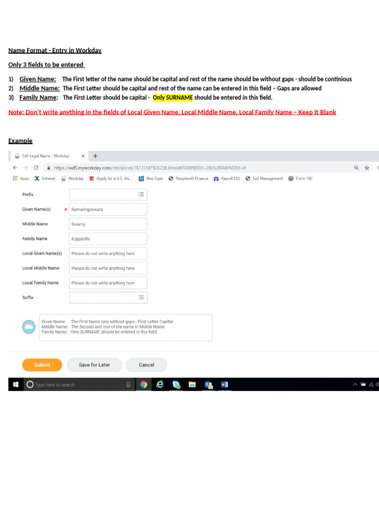 Name Format in Workday | PDF