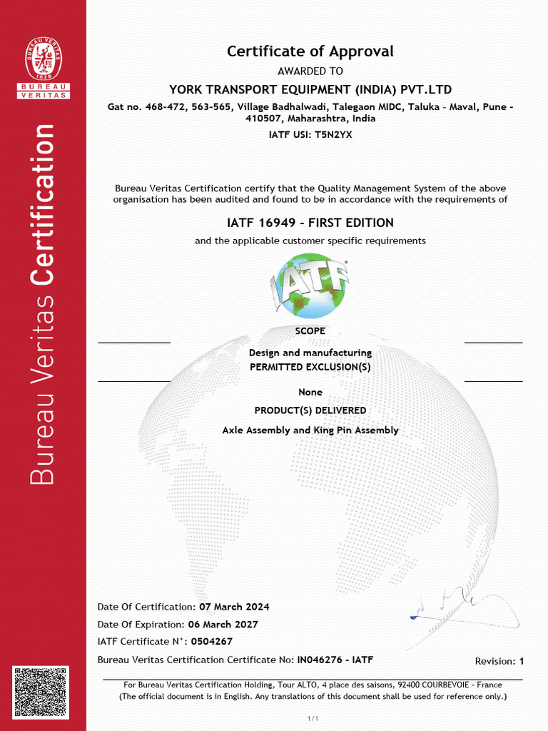 IATF certificates -2024 | PDF