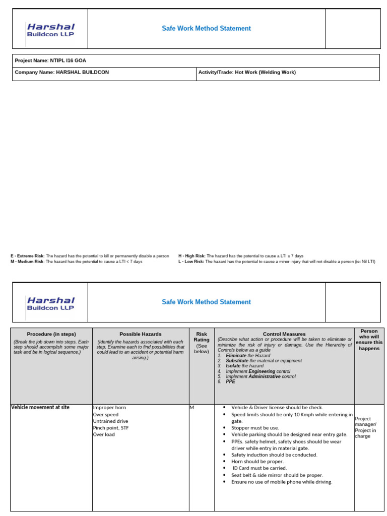 SWMS-Hot-work (1) (1) | PDF | Occupational Safety And Health | Safety