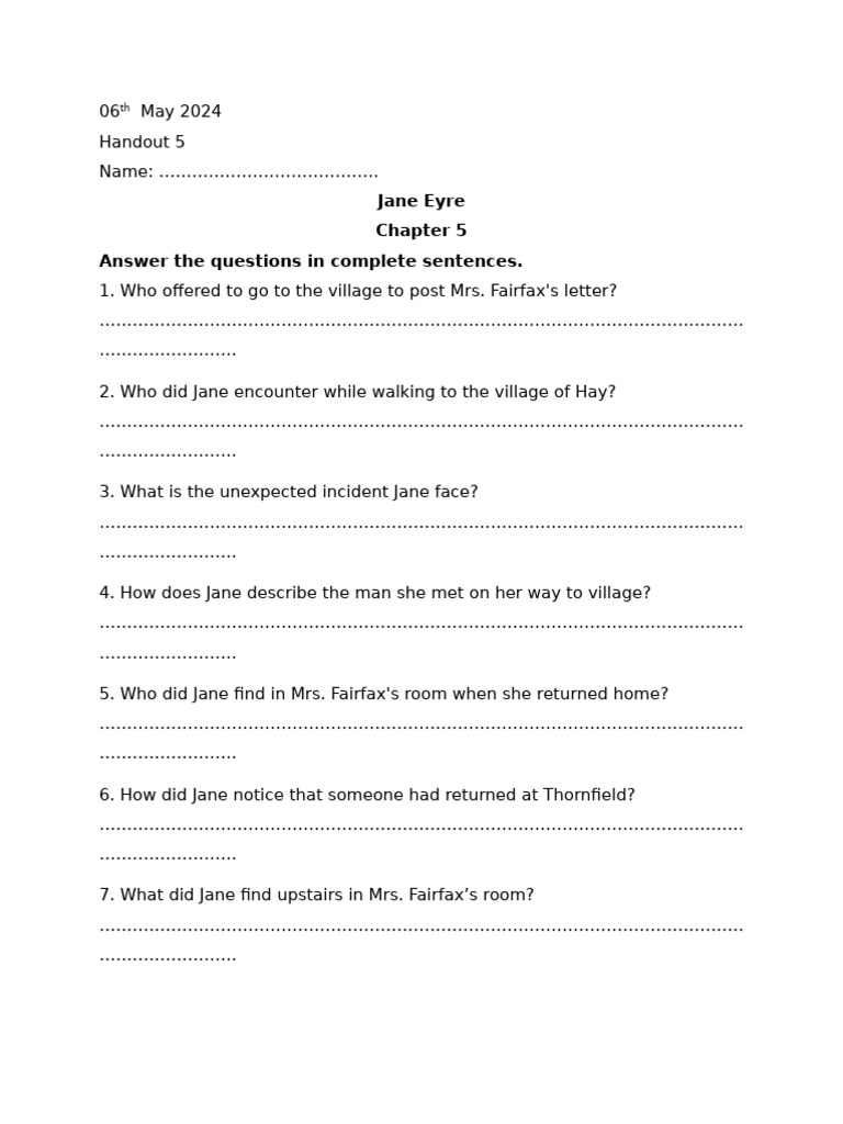 Jane Eyre Chapter 5 | PDF | Jane Eyre