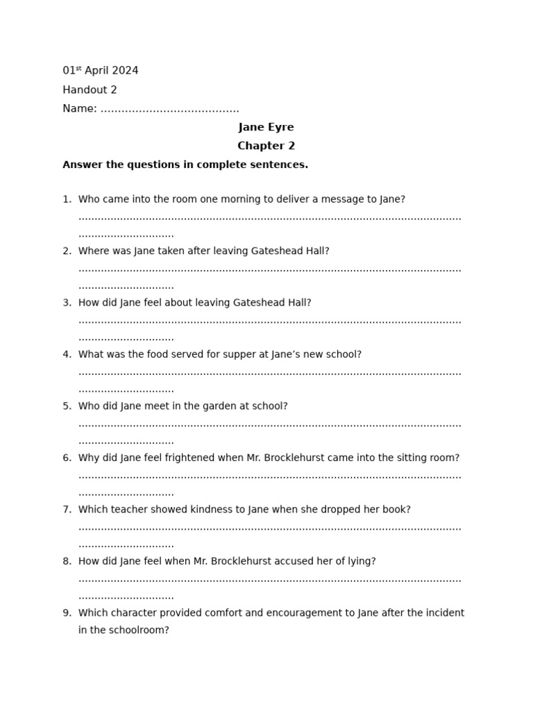 Jane Eyre Chapter 2 | PDF | Jane Eyre