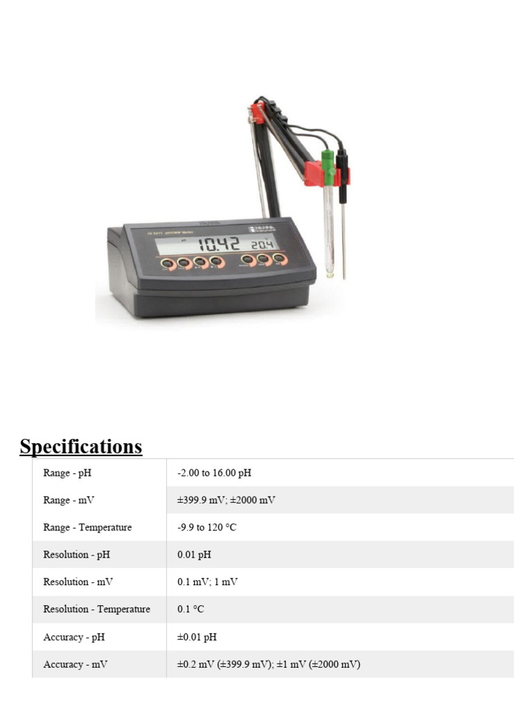 PH Meter (Benchtop) HI2211 | PDF
