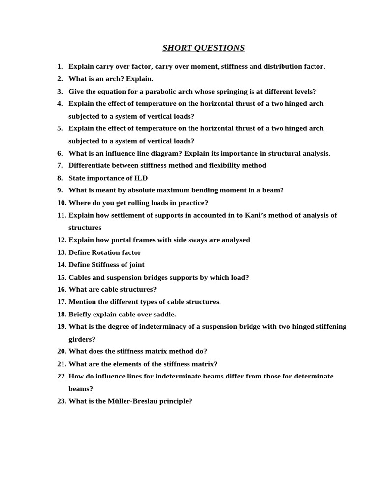 Sa-II Short Questions | PDF