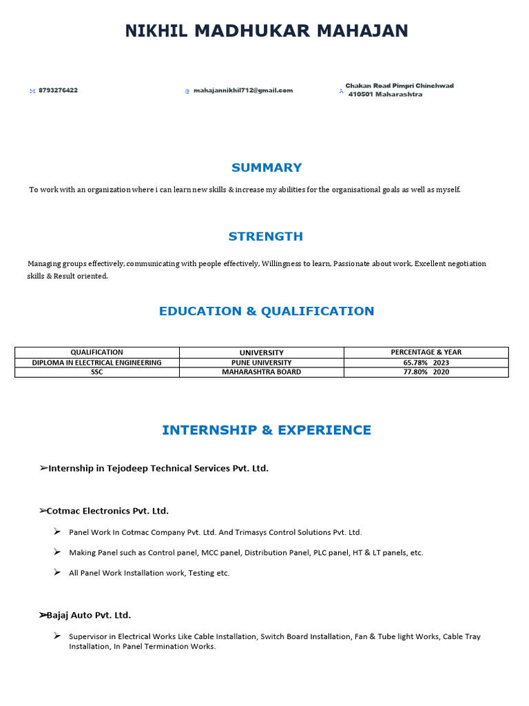 CV Nikhil Mahajan | PDF