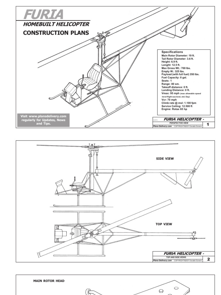 Furia Ultralight Helicopter Plans | PDF | Rotorcraft | Helicopter