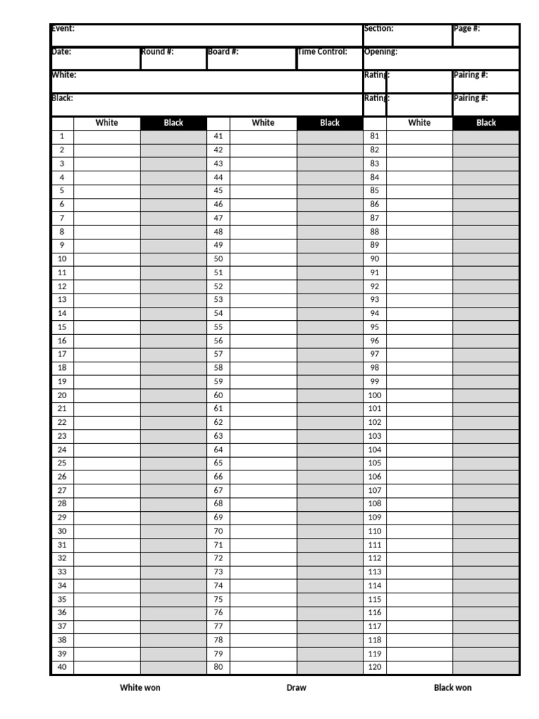 chess-score-sheet-2 | PDF | Chess | Traditional Board Games