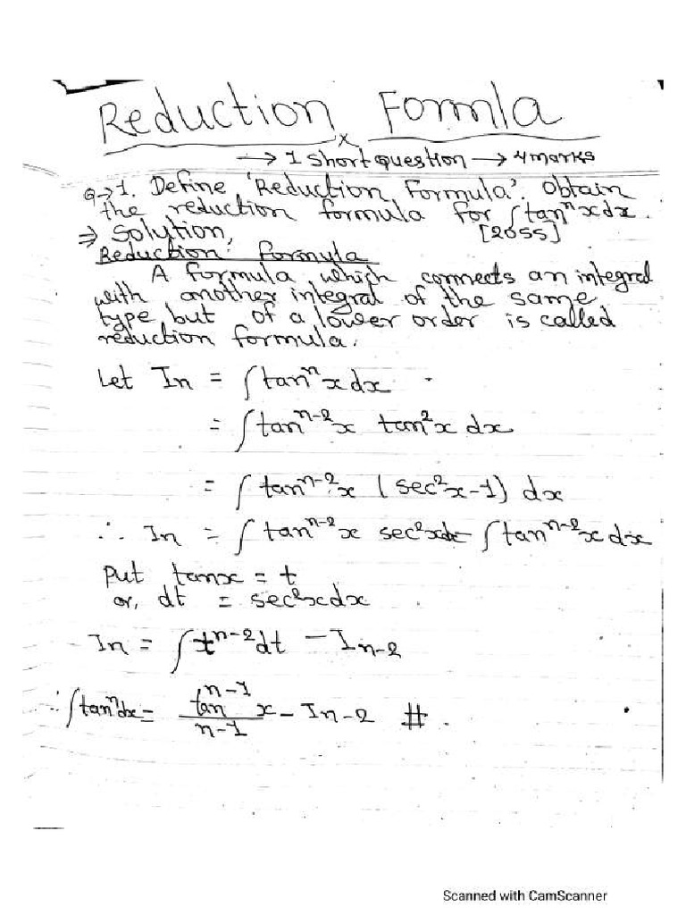 Reduction Formula | PDF