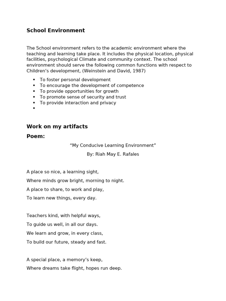 School Environment | PDF | Learning | Teachers