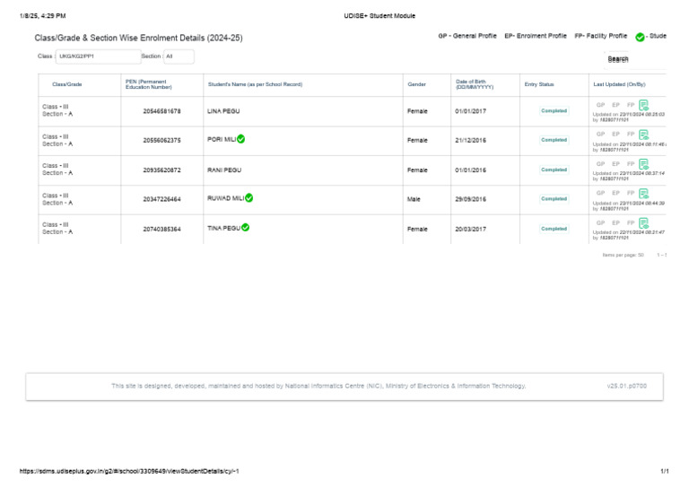 UDISE+ Student Module Enrollment Data | PDF