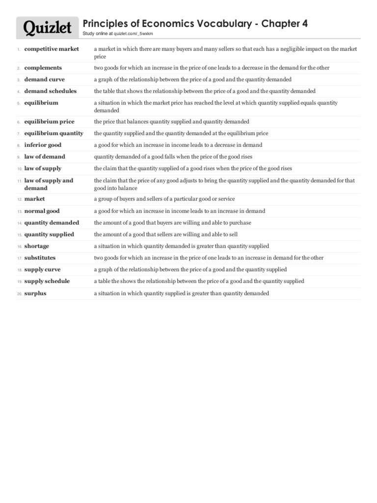 Economics Vocabulary: Market Concepts | PDF | Demand | Economic Equilibrium