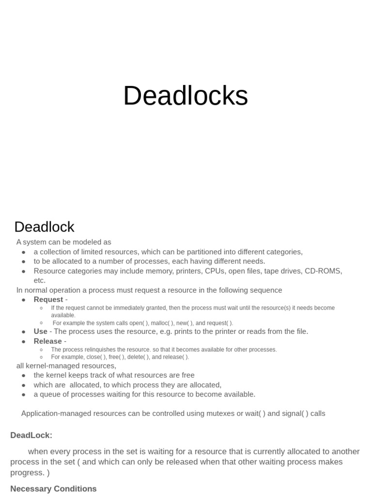 Unit-4 Deadlock | PDF | Operating System Technology | Process (Computing)