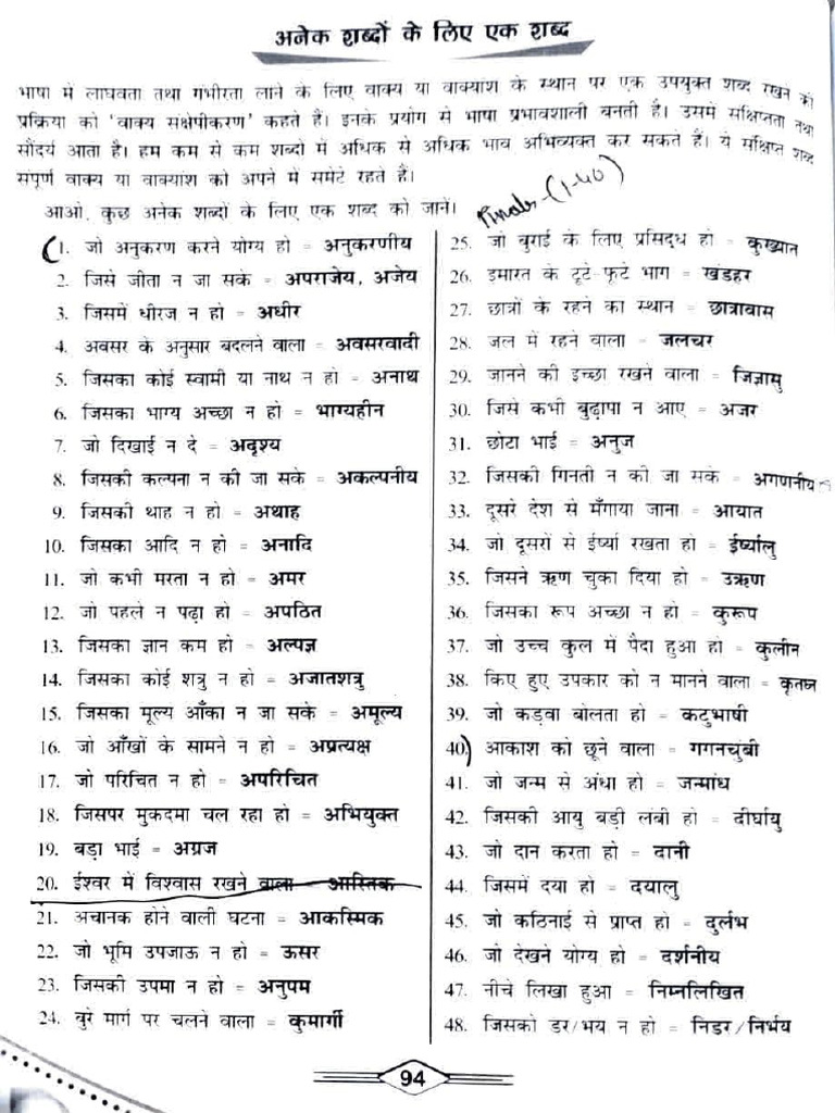 Anek Shabdon Kei Liye Ek Shabd | PDF