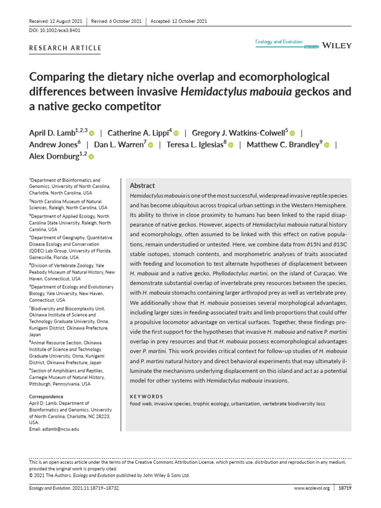 Comparing_the_dietary_niche_overlap_and_ecomorphol | PDF | Ecology ...