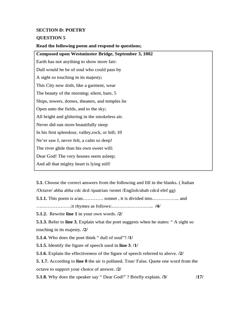 Poetry Analysis and Questions Guide | PDF | Poetry