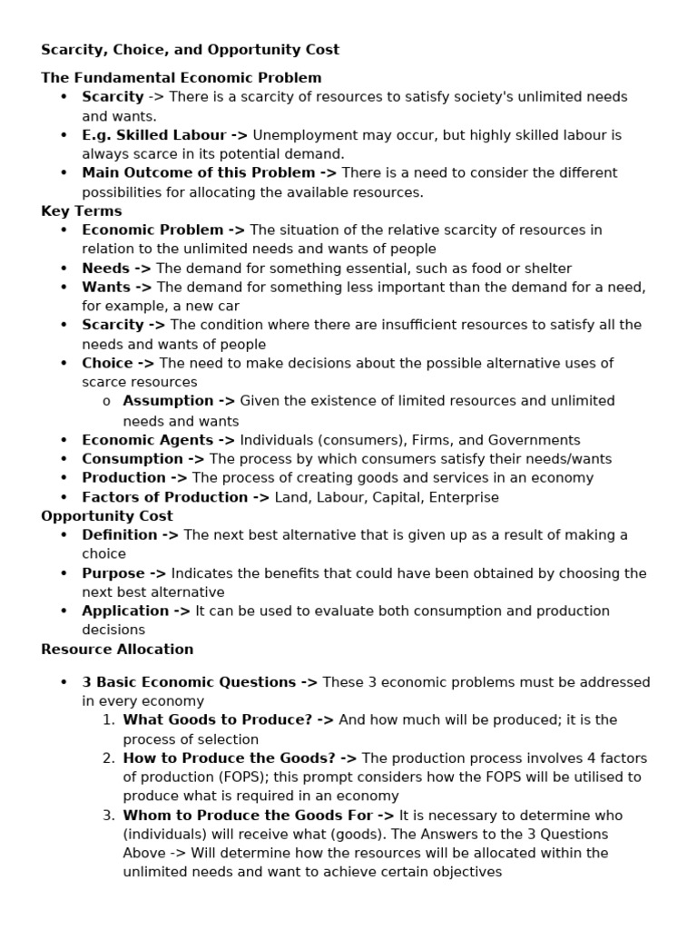 Unit 1 - Basic Economic Ideas & Resource Allocation AS Economics | PDF ...