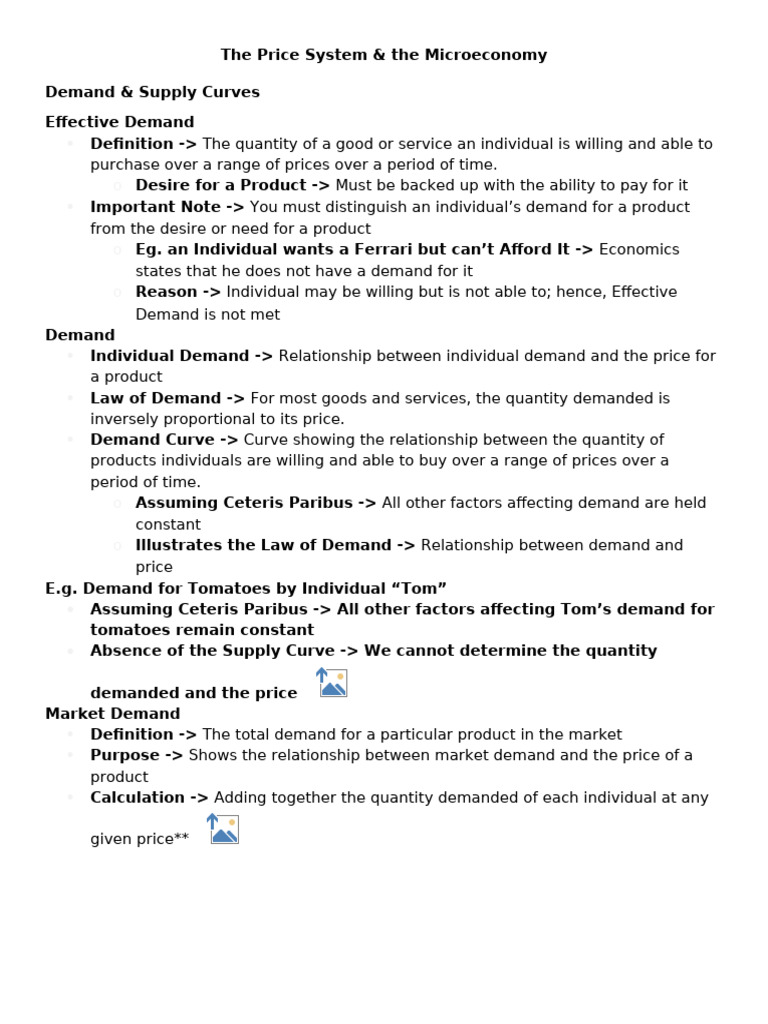 Unit 2 - The Price System and The Microeconomy AS Economics | PDF ...
