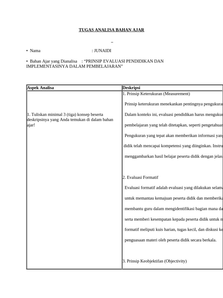 TUGAS ANALISA BAHAN AJAR | PDF