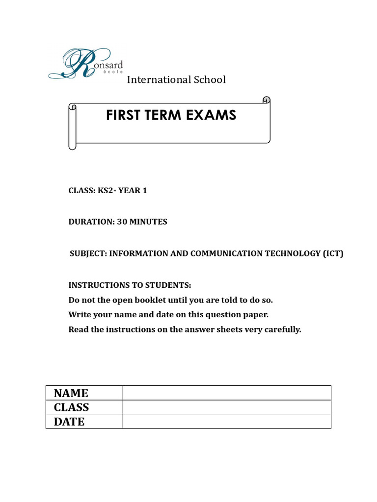 KS2 ICT First Term Exam Paper | PDF