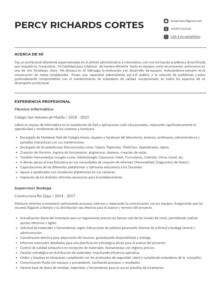 Currículum Vitae Minimalista Blanco y Negro (1) | PDF | Almacén | Logística