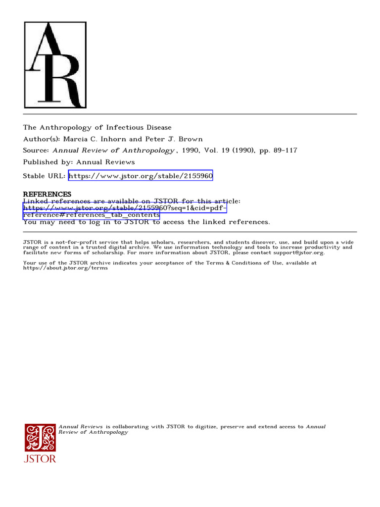 Inhorn AnthropologyInfectiousDisease 1990 | PDF | Infection | Malaria
