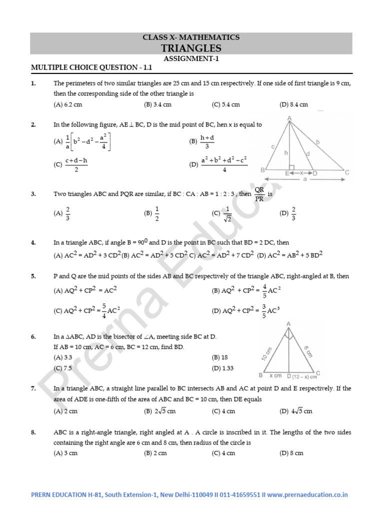 Math-Triangles-Assignment-1 (1) | PDF | Area | Triangle