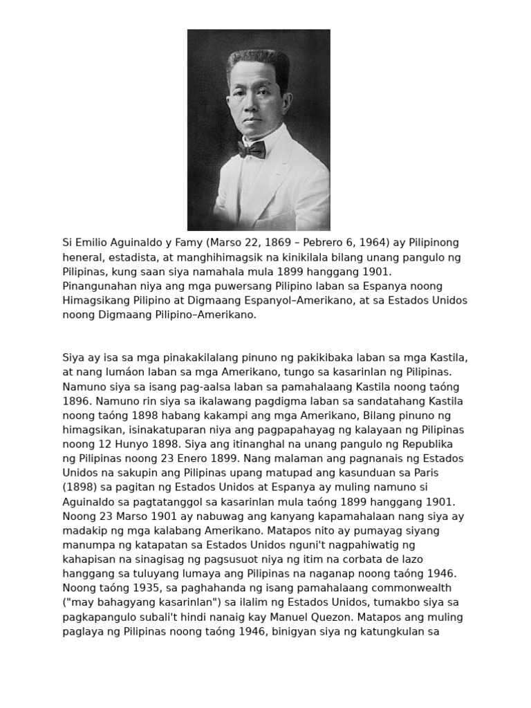 Si Emilio Aguinaldo y Famy | PDF
