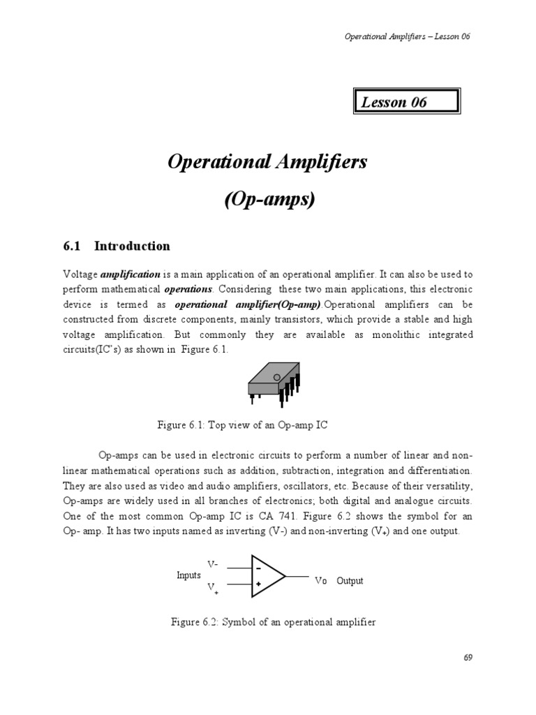 Operational Amplifiers (Op-Amps) : Lesson 06 | PDF | Operational ...