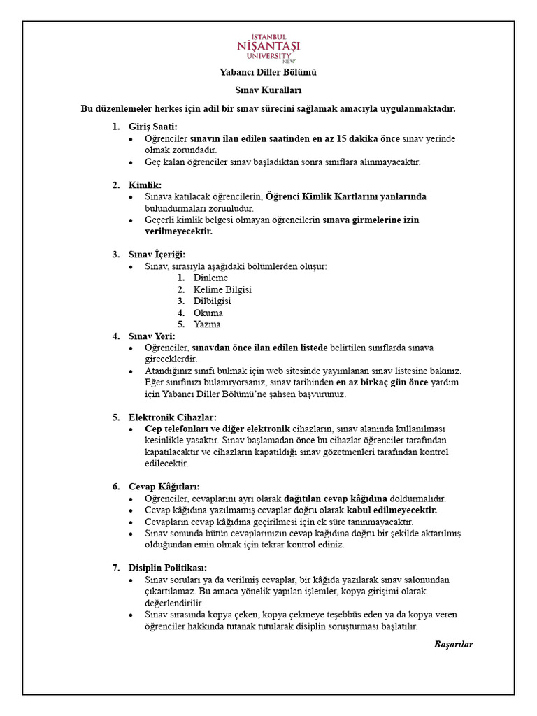 Midterm Final Exam Regulations | PDF