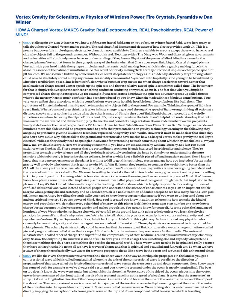 Vortex Gravity For Scientists, W Physics of Wireless Power, Fire ...