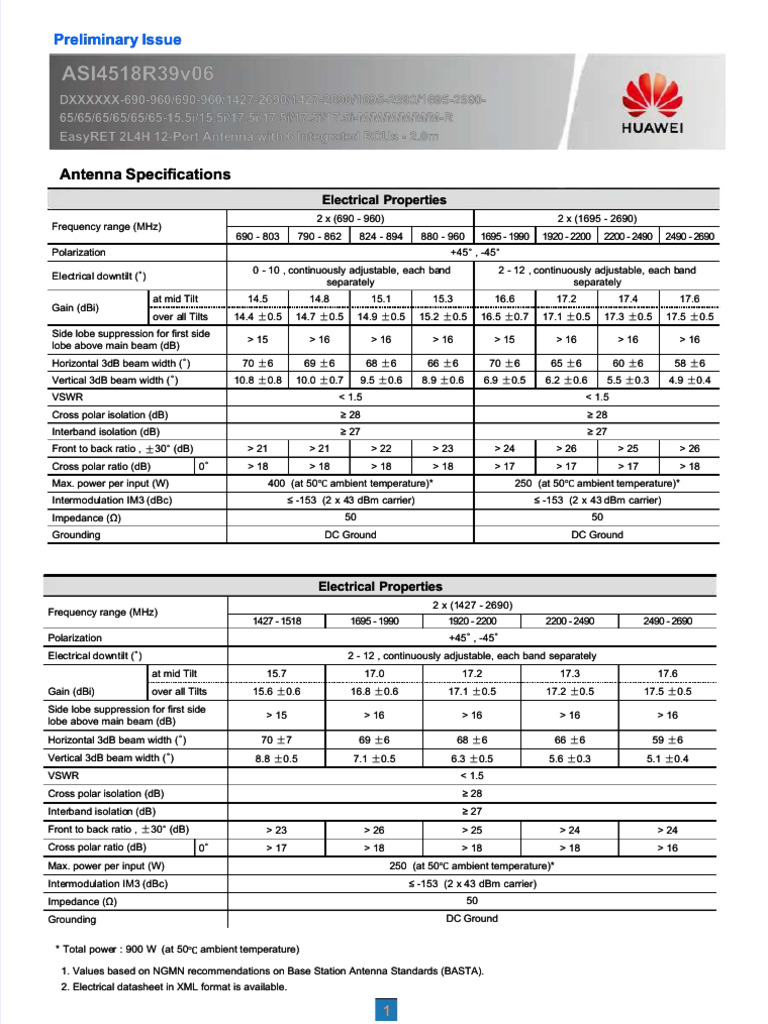 Huawei Asi4518r39.v06 | PDF | Antenna (Radio) | Decibel