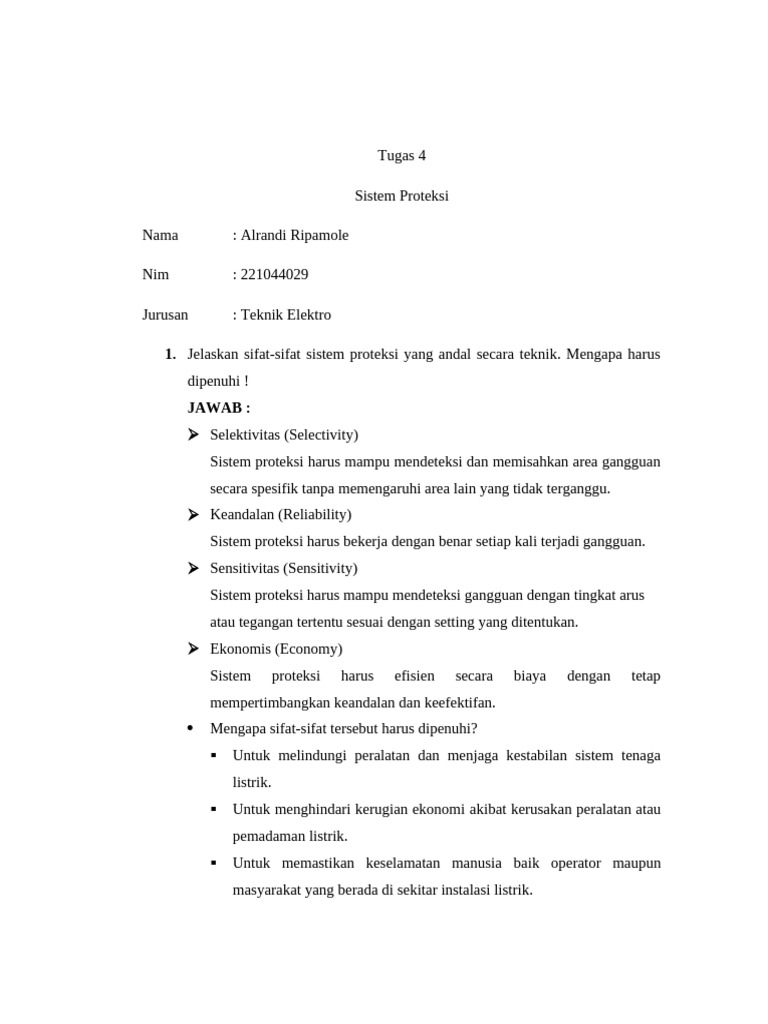Tugas - 4 - SISTEM - PROTEKSI ALRANDI RIPAMOLE 221044029 | PDF